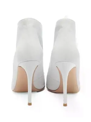 GIANVITO ROSSI Gianvito Rossi White Leather Vamp Peep-Toe Ankle Boots White