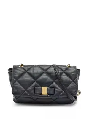 FERRAGAMO Vara Bow Quilted Shoulder Bag - Black