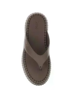 Chloé Nama Platform Thong Sandals - Brown