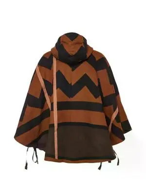 LOUIS VUITTON Wool Geometric-print Hooded Cape