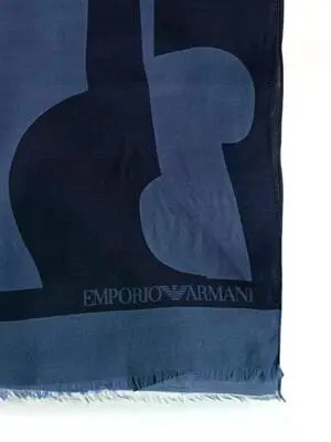 Emporio Armani Logo-print Frayed Scarf