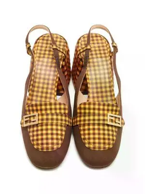Fendi Promenade Gingham Slingback Pumps