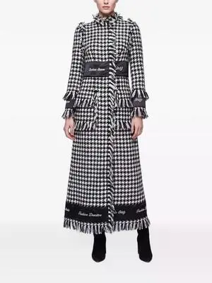 Dolce & Gabbana Houndstooth Fringed Coat