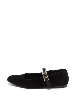 Hermès Velvet And Satin Buckle-fastening Ballet Flats - Black