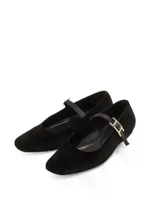 Hermès Velvet And Satin Buckle-fastening Ballet Flats