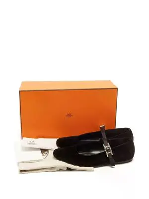 Hermès Velvet And Satin Buckle-fastening Ballet Flats