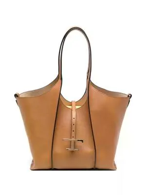 TOD'S T Timeless Leather Tote Bag - Brown