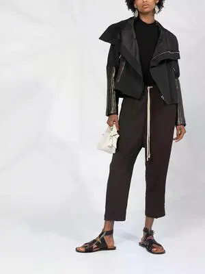 Rick Owens Leather Sleeve Zipped Jacket