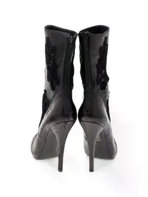 Dolce & Gabbana Lace Detail Calf Leather Ankle Boots