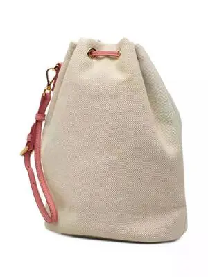 Prada Canvas Canapa Logo Drawstring Pouch - Neutrals