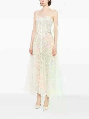 MONTSAND Mina Dress In Ivory White Floral Lace