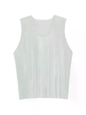 Issey Miyake Pleated Sleeveless Top Grey