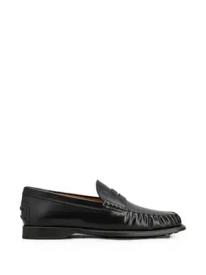 TOD'S Leather Loafers With Embossed Outsole - Black