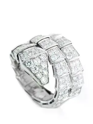 BVLGARI Serpenti Pavé Diamond Ring In 18k White Gold