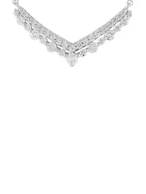 LB EXCLUSIVE 14k White Gold Pavé-set Diamond V-pendant Necklace