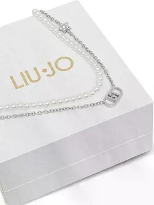 Liu Jo Layered Pearl And Crystal Star Motif Necklace - Silver