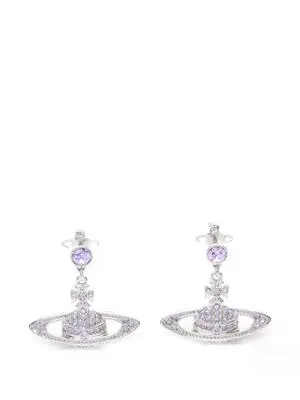 VIVIENNE WESTWOOD Tone Orb Motif Rhinestone Drop Earrings - Silver