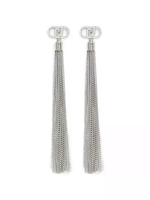 Liu Jo Crystal-embellished Chain-fringe Earrings - Silver