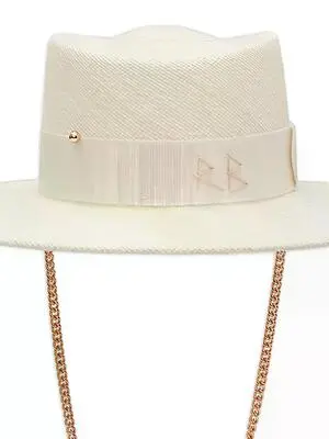Ruslan Baginskiy Straw Gambler Hat With Chain Strap