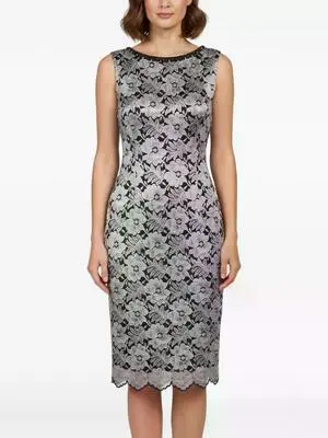Roberto Cavalli Floral Jacquard V-back Midi Dress - Grey