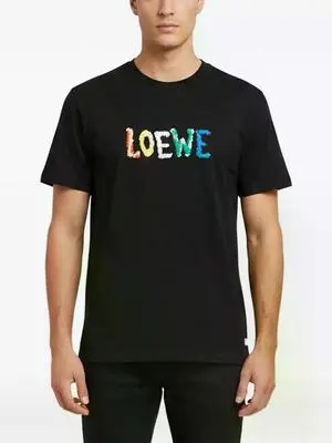 Loewe Logo Embroidered T-shirt - Black
