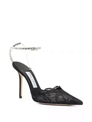 JIMMY CHOO Saeda Crystal-embellished Lace Pumps