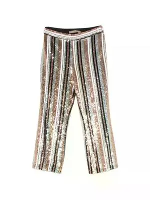 SIMONA CORSELLINI Sequin-embellished Striped Trousers - Silver
