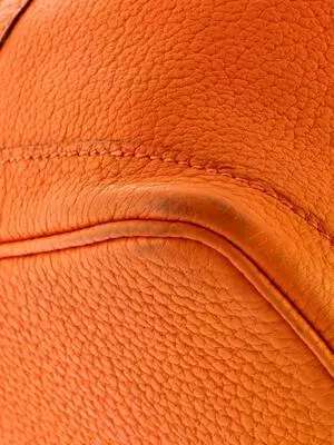 Hermès Garden Party Tote Leather Satchel With Printed Interior - Orange