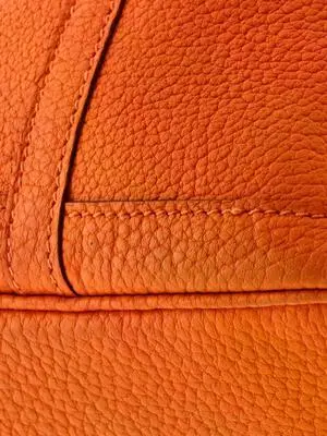 Hermès Garden Party Tote Leather Satchel With Printed Interior - Orange