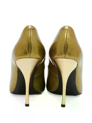 GIUSEPPE ZANOTTI Patent Leather Pointed Toe Stiletto Pumps - Gold