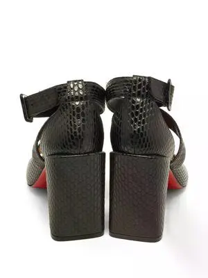 CHRISTIAN LOUBOUTIN Snakeskin-embossed Ankle-strap Block Heel Sandals