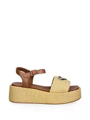 Moschino Heart Plaque Platform Sandals - Neutrals