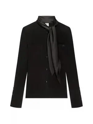 COURREGES Satin-scarf Jersey Shirt - Black