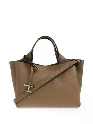 TOD'S Grained Leather Tote Bag - Neutrals