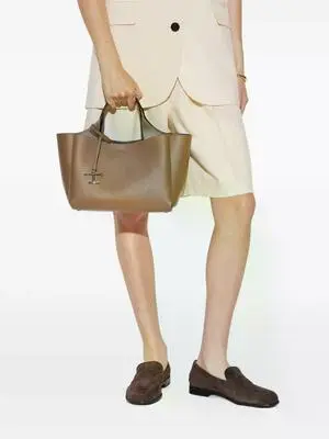 TOD'S Grained Leather Tote Bag - Neutrals