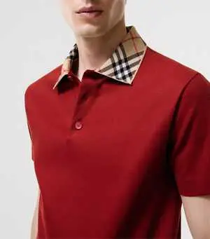 Burberry Cotton Check-collar Polo Shirt - Red