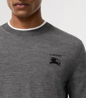 Burberry Wool Equestrian Knight Emblem Sweater - Grey