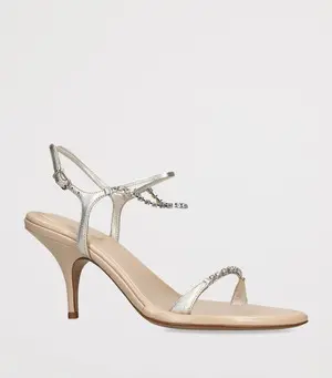 Chloé Metallic Leather Zia Heeled Sandals 80 - Beige