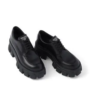Prada Monolith Brushed Leather Lace-up Shoes