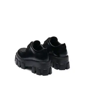 Prada Monolith Brushed Leather Lace-up Shoes