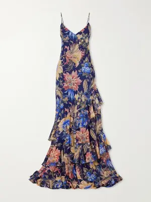 Etro Floral-print Ruffled Maxi Dress - Blue