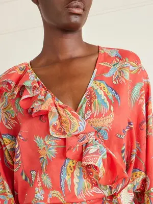 Etro Printed Ruffled Cotton Blouse