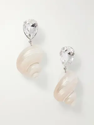 JENNIFER BEHR Lucius Crystal-embellished Shell Earrings - Neutrals