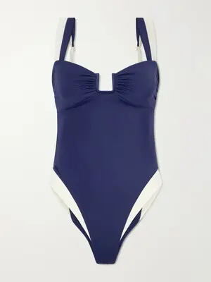 AWAY THAT DAY Cannes Gathered Recycled Stretch Swimsuit - Blue