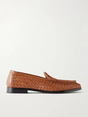 Bottega Veneta Silenzio Intrecciato Leather Loafers - Brown