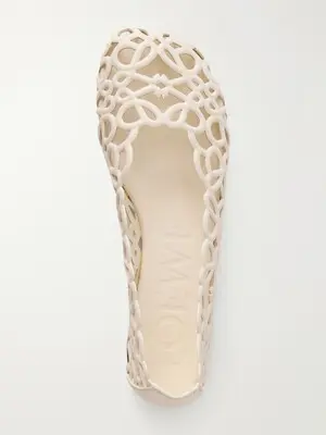 Loewe Petal Anagram Leather Ballet Flats - White
