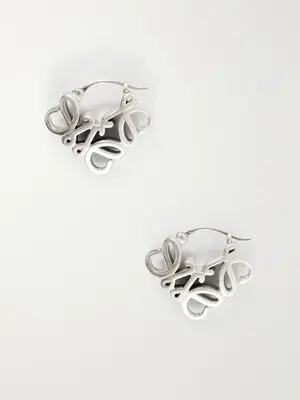 Loewe Anagram Bombé Sterling Hoop Earrings - Silver