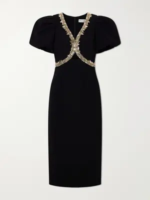 Rebecca Vallance Alexandrite Embellished Cady Midi Dress - Black
