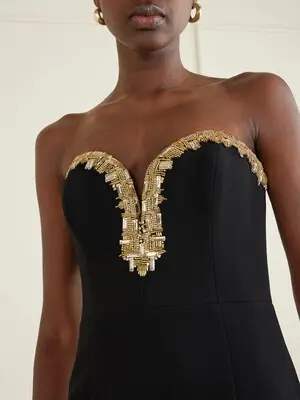 Rebecca Vallance Alexandrite Embellished Strapless Cady Gown - Black