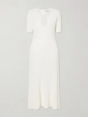 Rebecca Vallance Embellished Crochet-knit Midi Dress - Neutrals